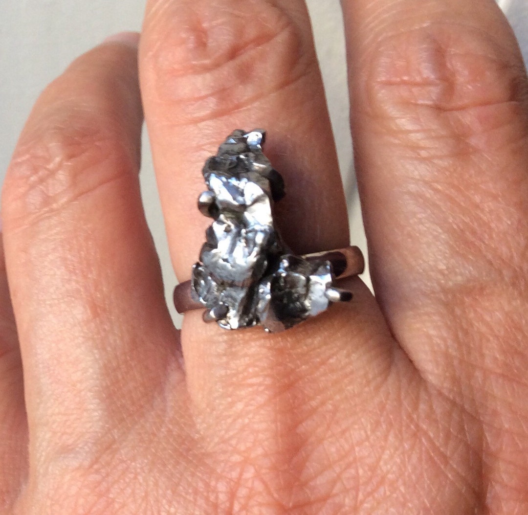 GENUINE METEORITE Sterling Vintage RING- Original Meteorite -stunning ...
