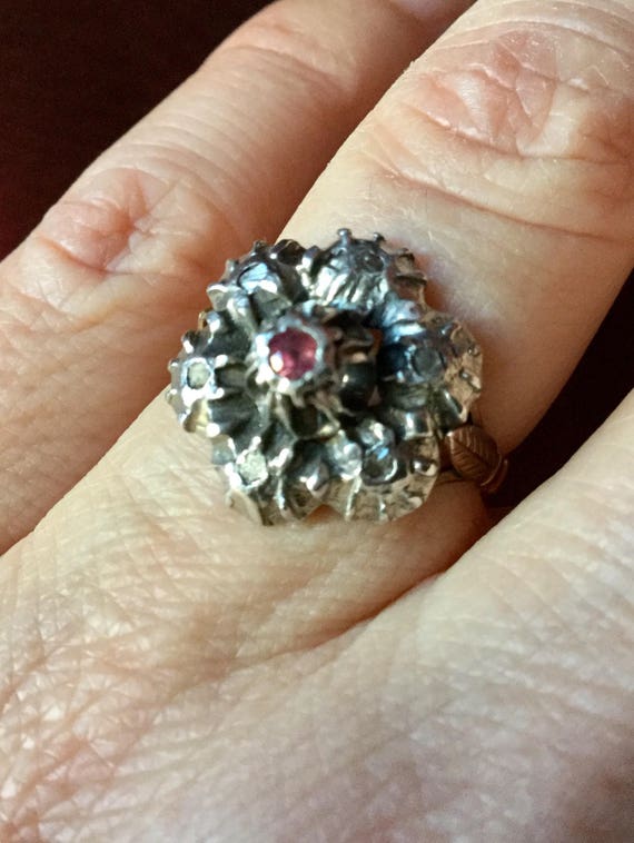 Georgian c1800 DIAMOND RUBY ANTIK Ring- Rose Gold & c… - Gem