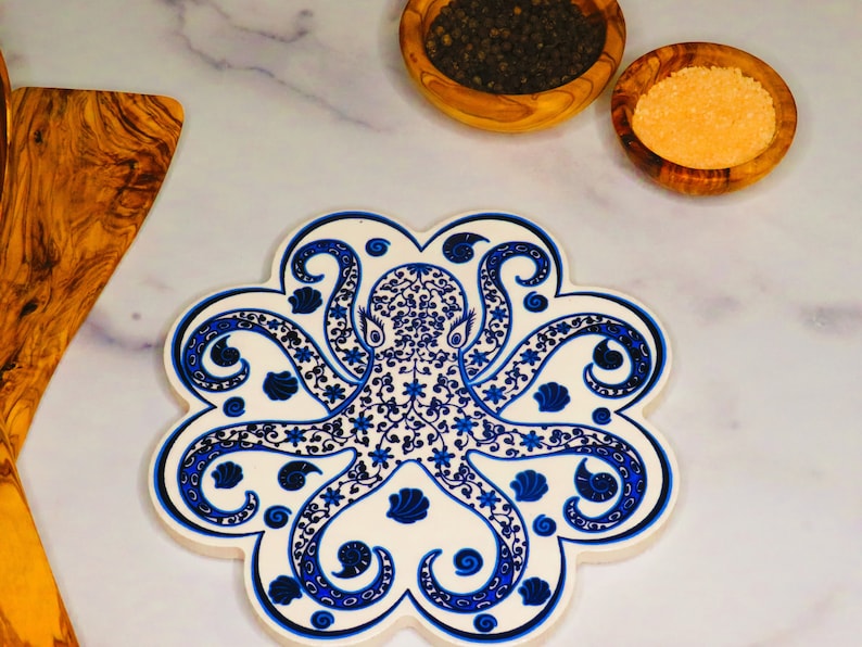 Traditional Iznik Turkish Ceramic Art Hand Painted 7” Trivet, Hot Plate ...