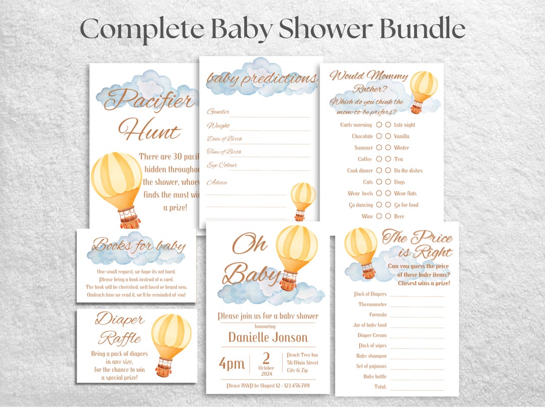 Editable Baby Shower Bundle, Baby Shower Games, Editable Printable ...