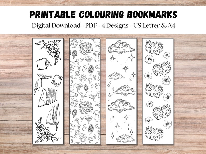 Printable Coloring Bookmarks, Color Your Own Bookmark, DIY Bookmark ...