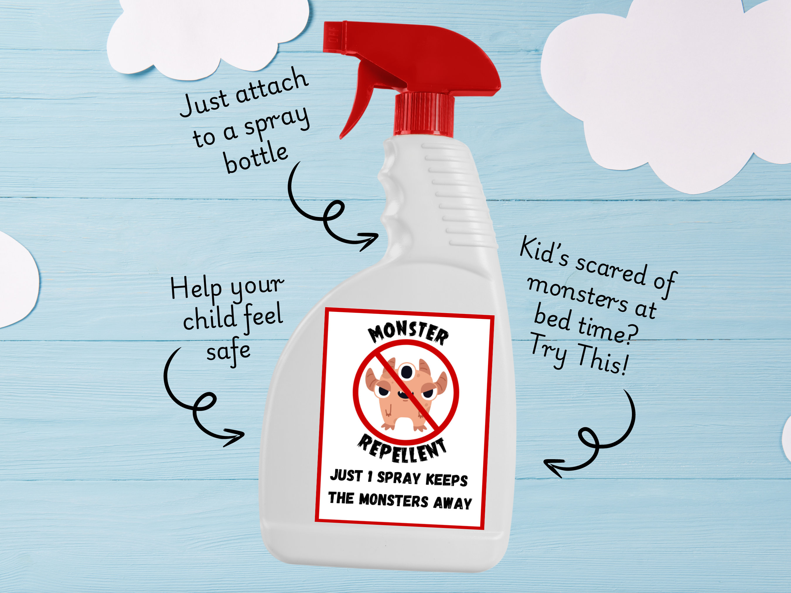 Printable Kids Monster Spray Label, Monster Repellant Spray Label ...