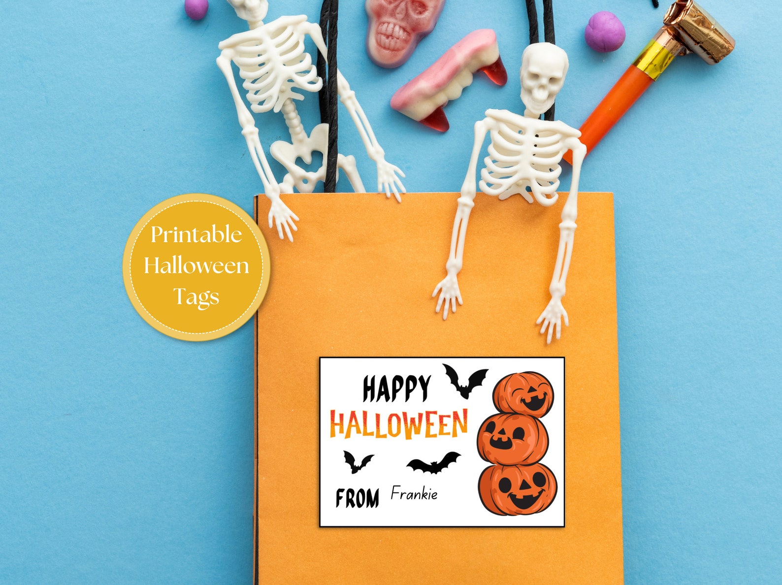 Printable Halloween Gift Tags, Cute Happy Halloween Treat Bag Tags ...