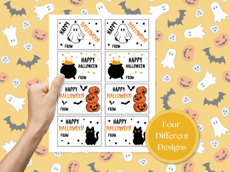 Printable Halloween Gift Tags, Cute Happy Halloween Treat Bag Tags ...