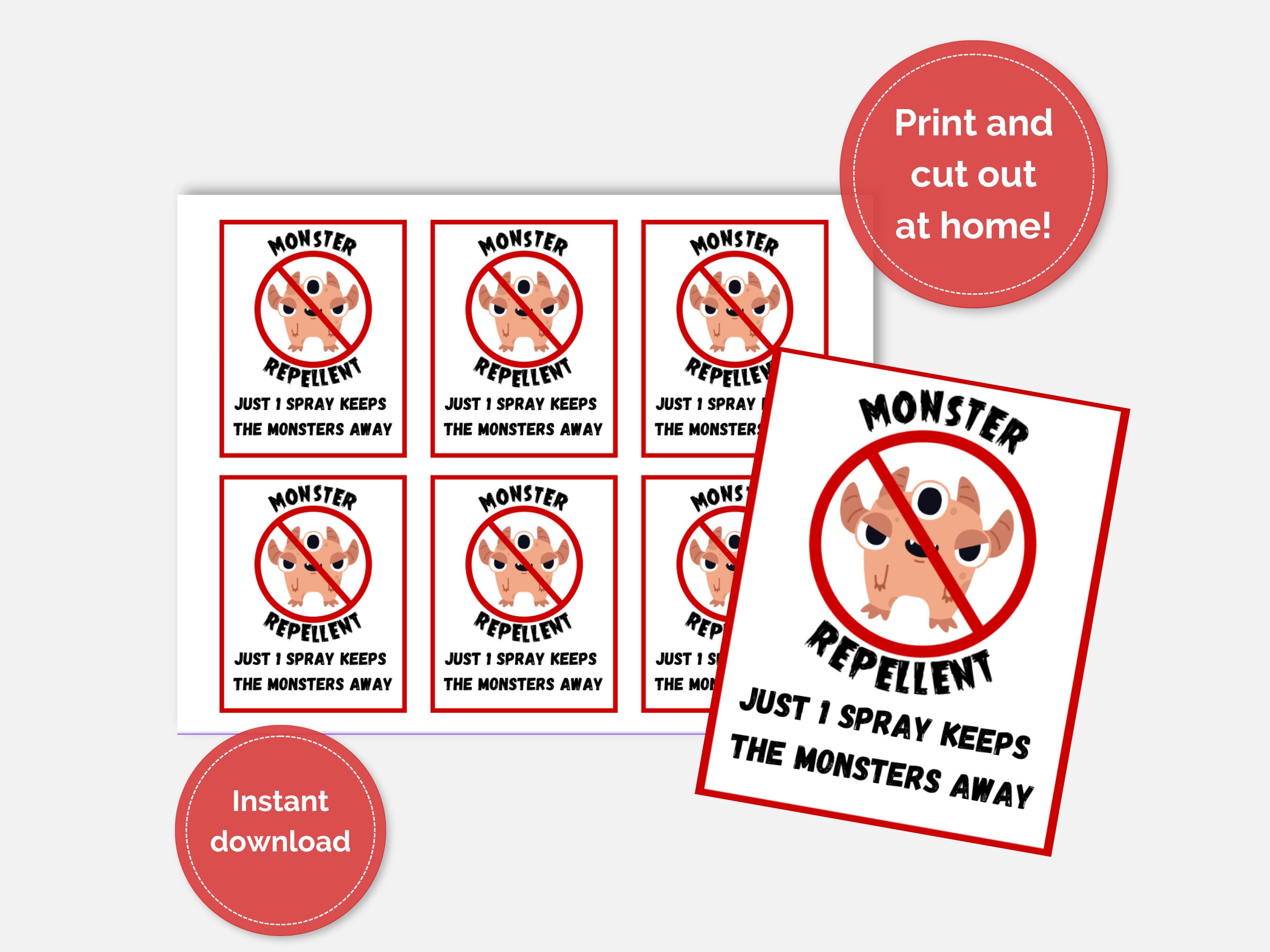 Printable Kids Monster Spray Label, Monster Repellant Spray Label ...