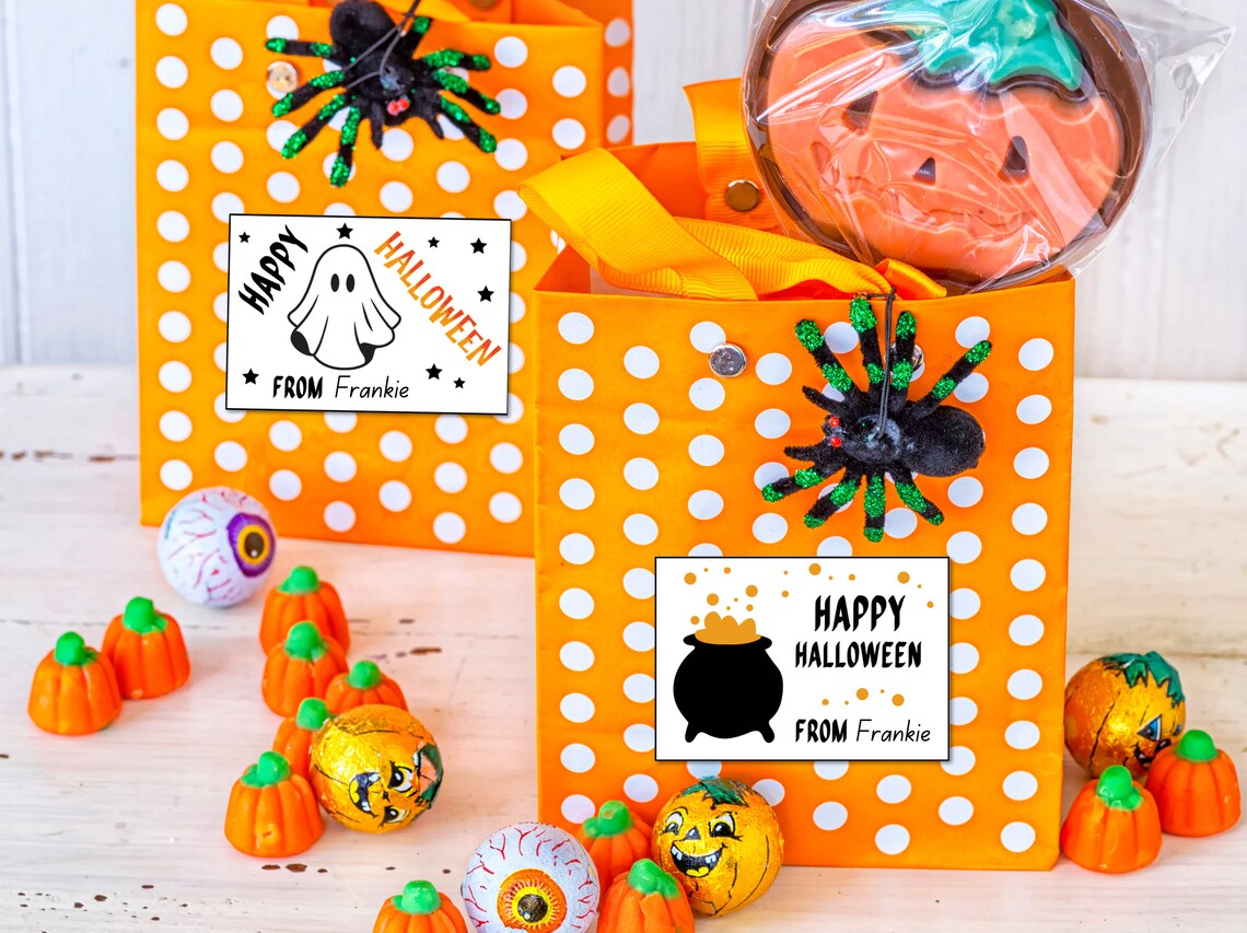 Printable Halloween Gift Tags, Cute Happy Halloween Treat Bag Tags ...