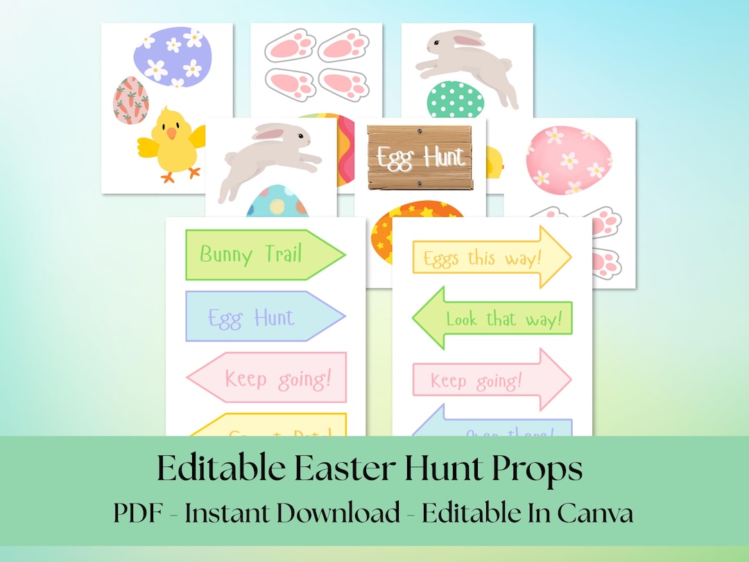 Editable Printable Easter Egg Hunt Arrows, Easter Hunt Kit, Easter Egg ...