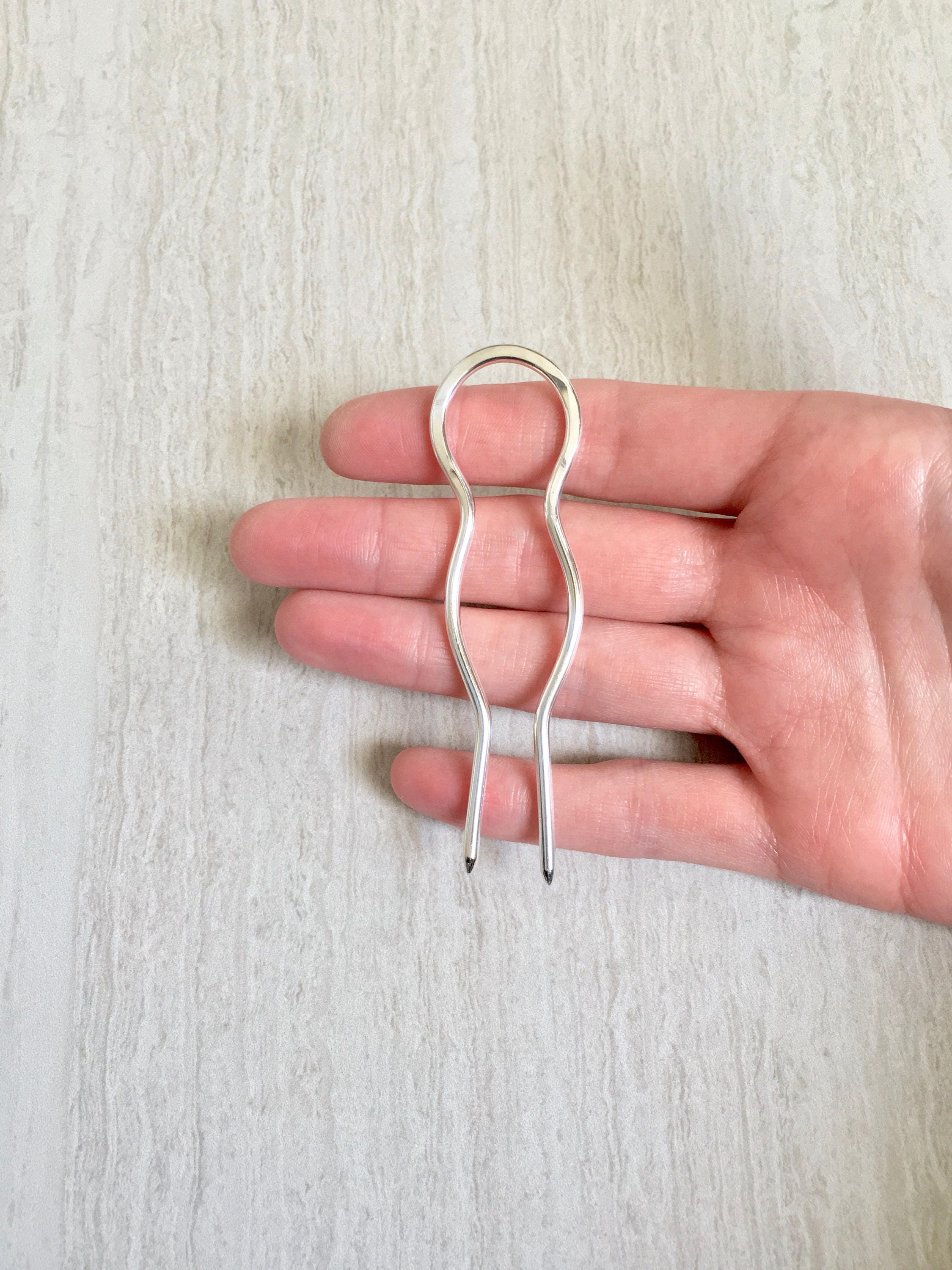 Small Lightweight Silver Hair Pin Sterling Silver Bun Holder | Etsy