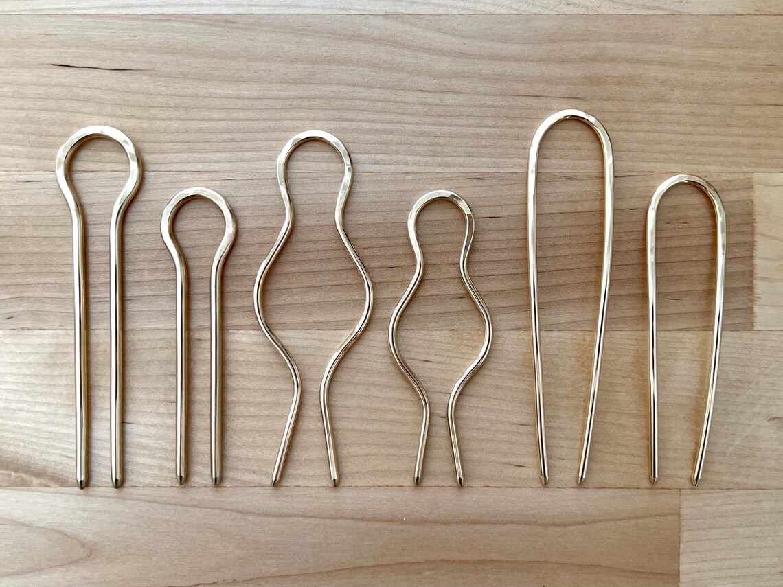 Large Brass Hair Pin Brass Hair Fork Large Metal Hair Pin - Etsy