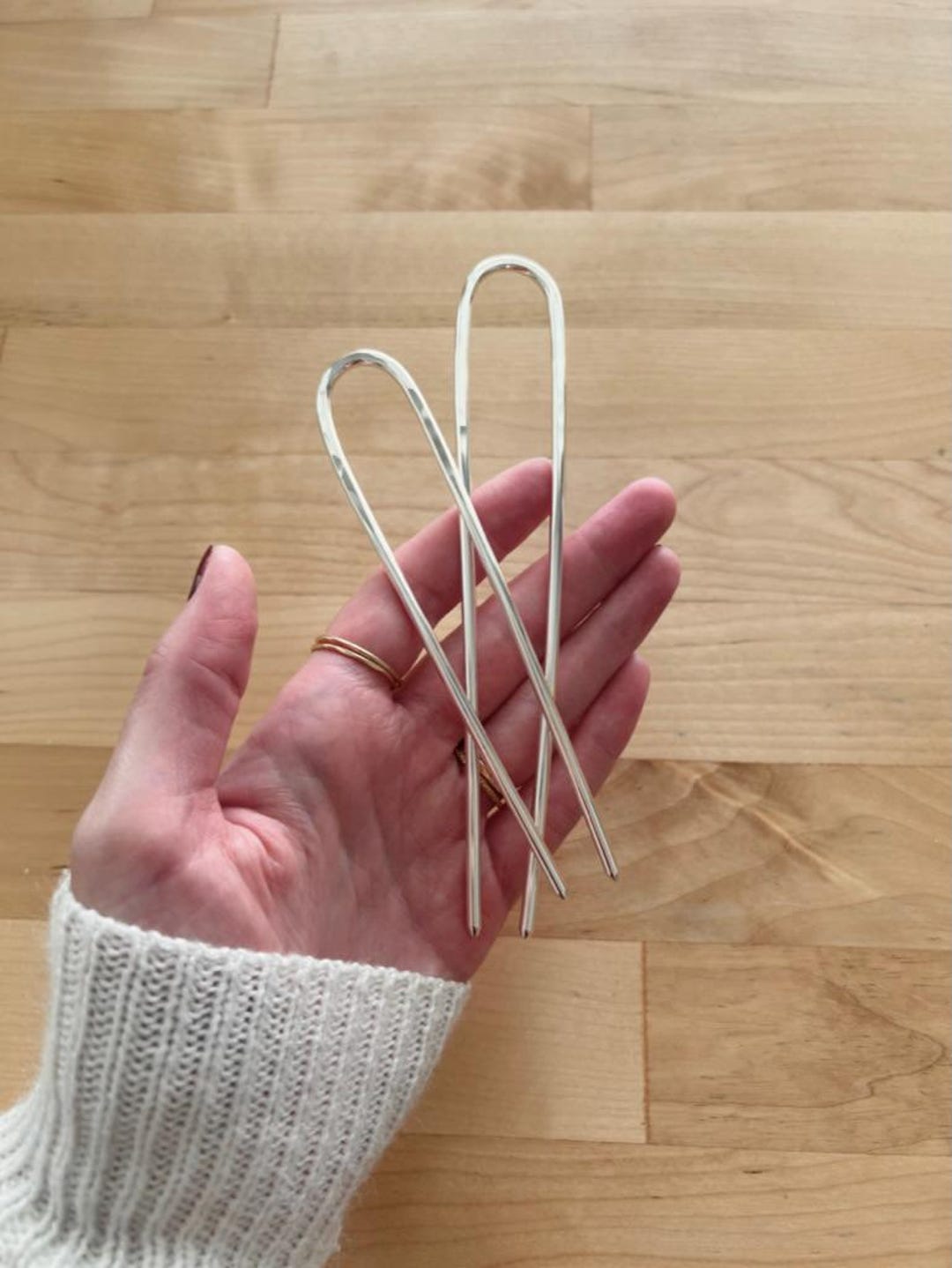 NEW Extra Large French Silver Hair Pin, 925 Sterling Silver 5 Inch, 6 ...