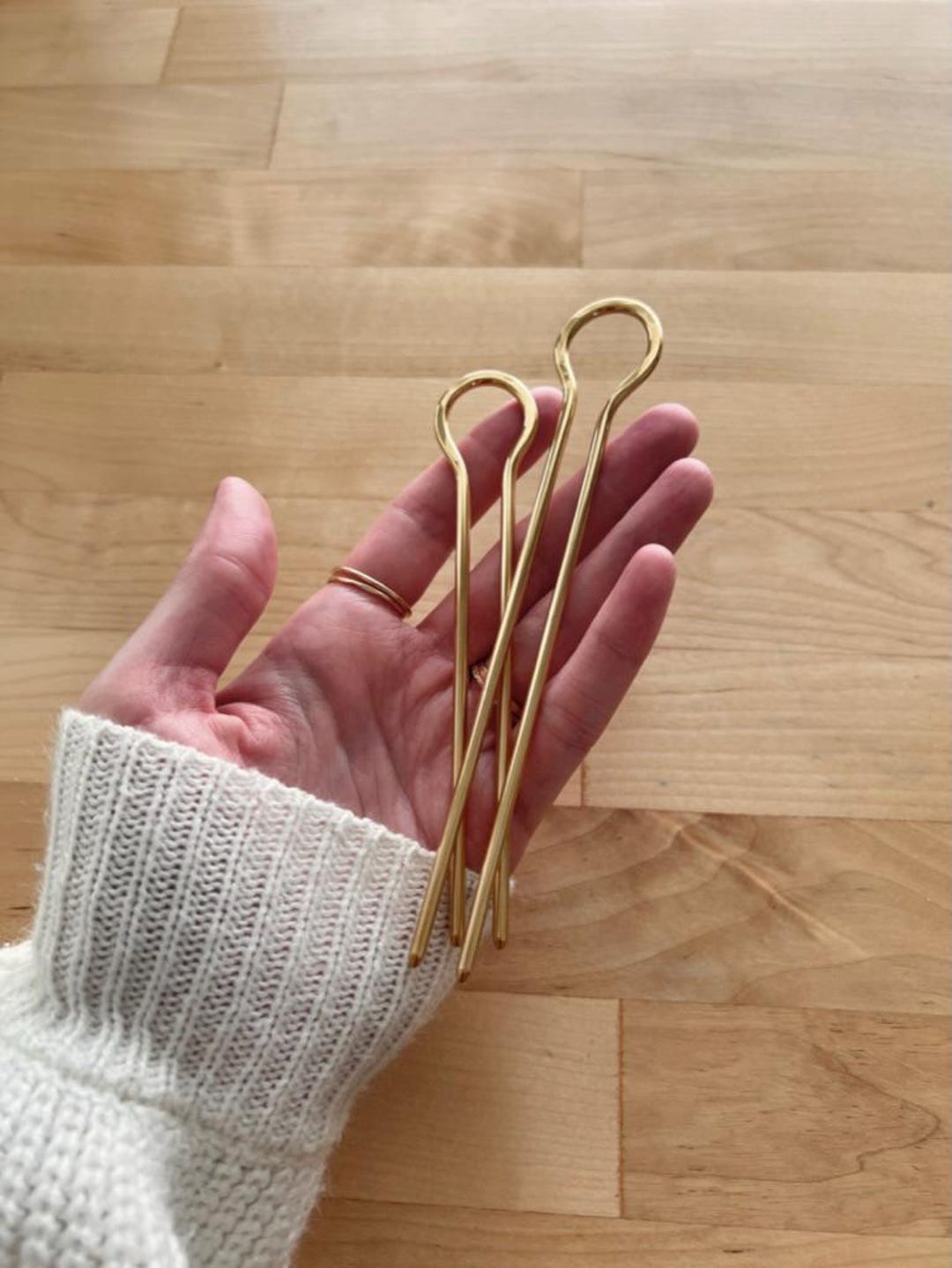 Extra Large Brass Hair Pin, Straight Brass Hair Fork, 5 Inch, 6 Inch ...