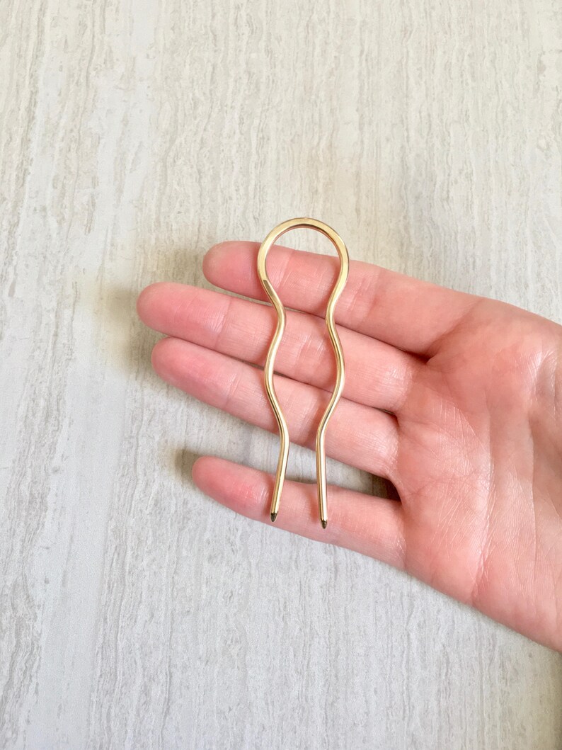 Small Lightweight Brass Hair Pin Brass Bun Holder Handmade | Etsy