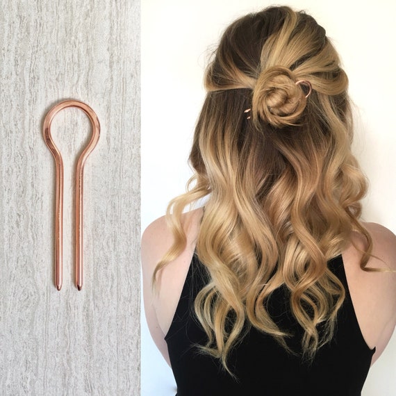 Small Copper Hair Pin Copper Hair Fork Metal Hair Pin Bun | Etsy