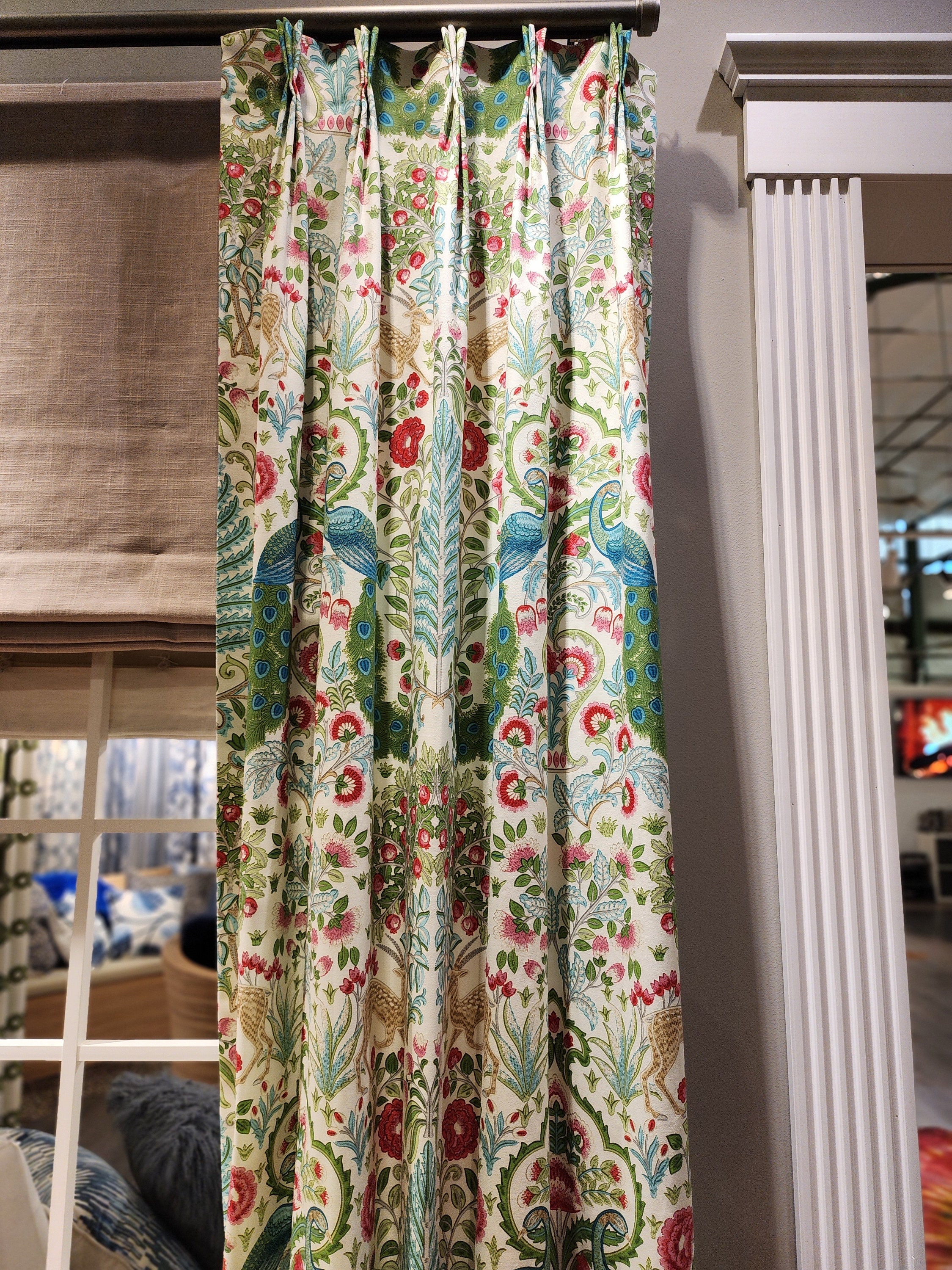 Whitney Spring Faux Embroidered Print Curtains Drapery Floral Pattern ...