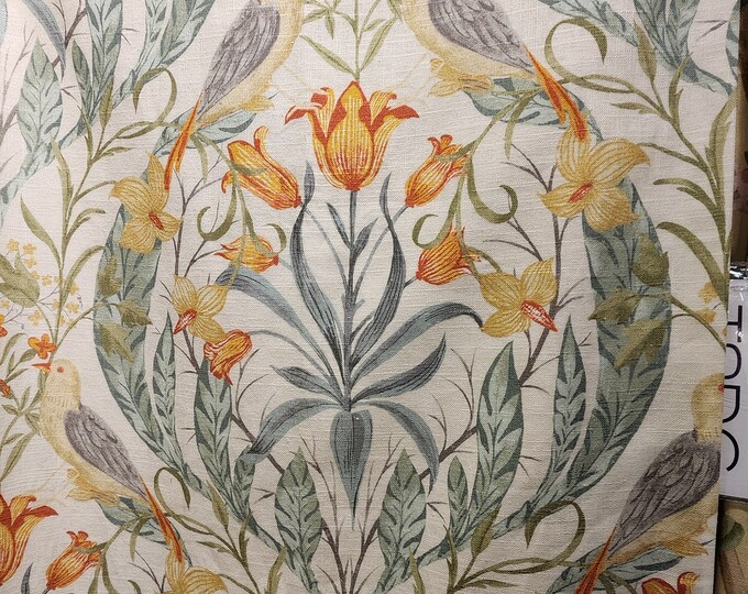 IMMEDIATE SHIP Jacobean Curtains Green Orange Beige Curtains Floral ...