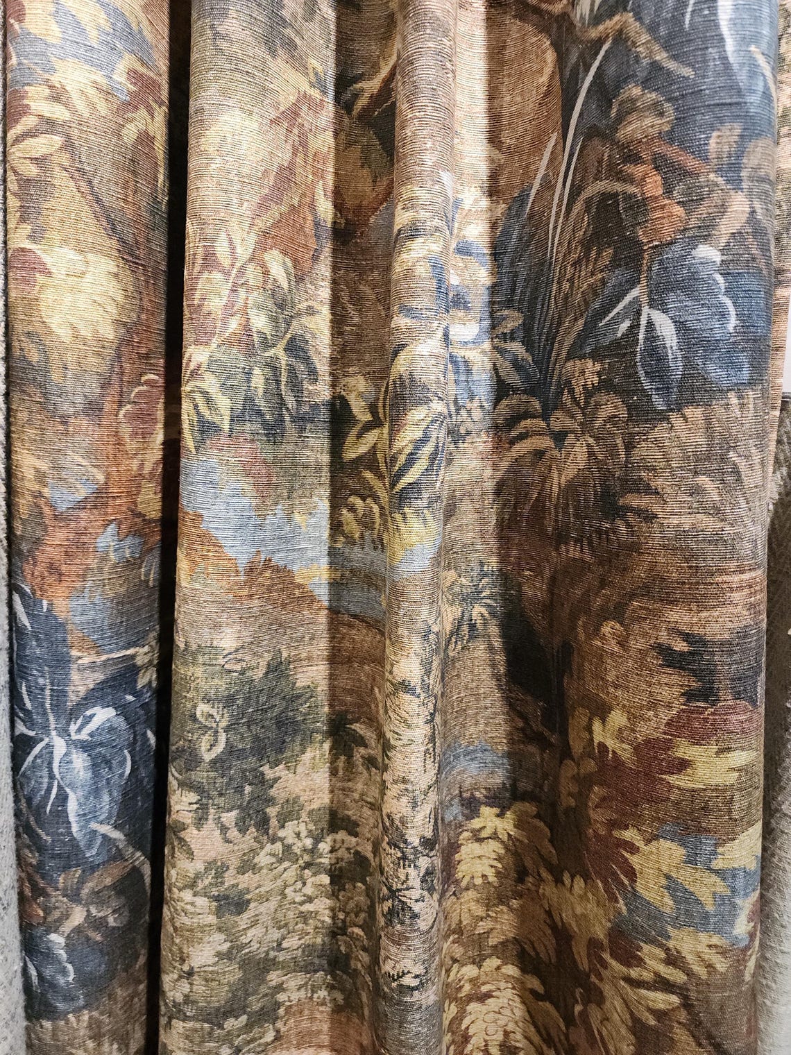 Hathaway Tapestry Curtains Drapery Panels Floral Pattern /made in USA ...