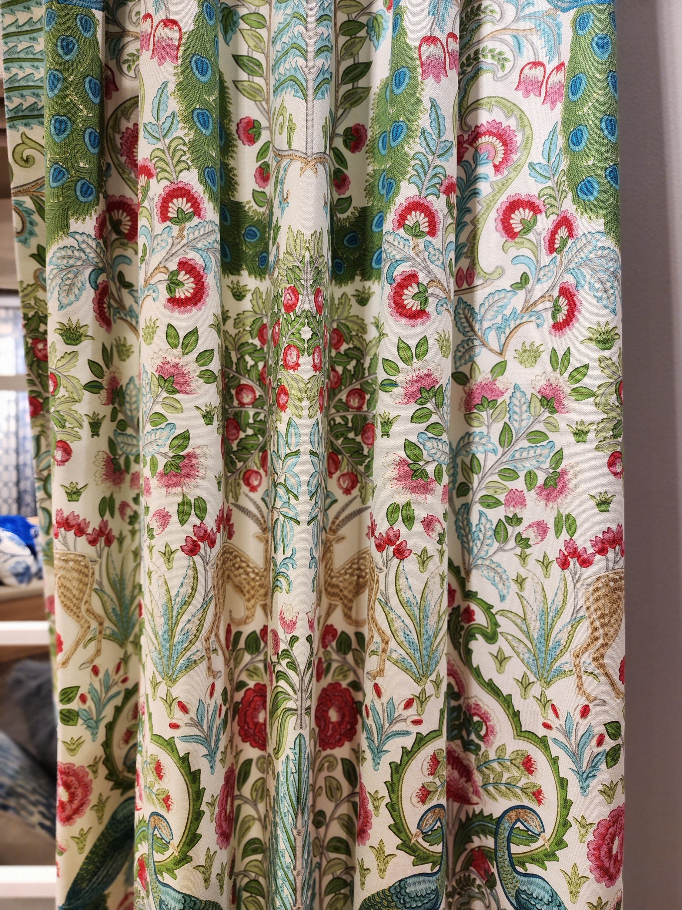 Whitney Spring Faux Embroidered Print Curtains Drapery Floral Pattern ...