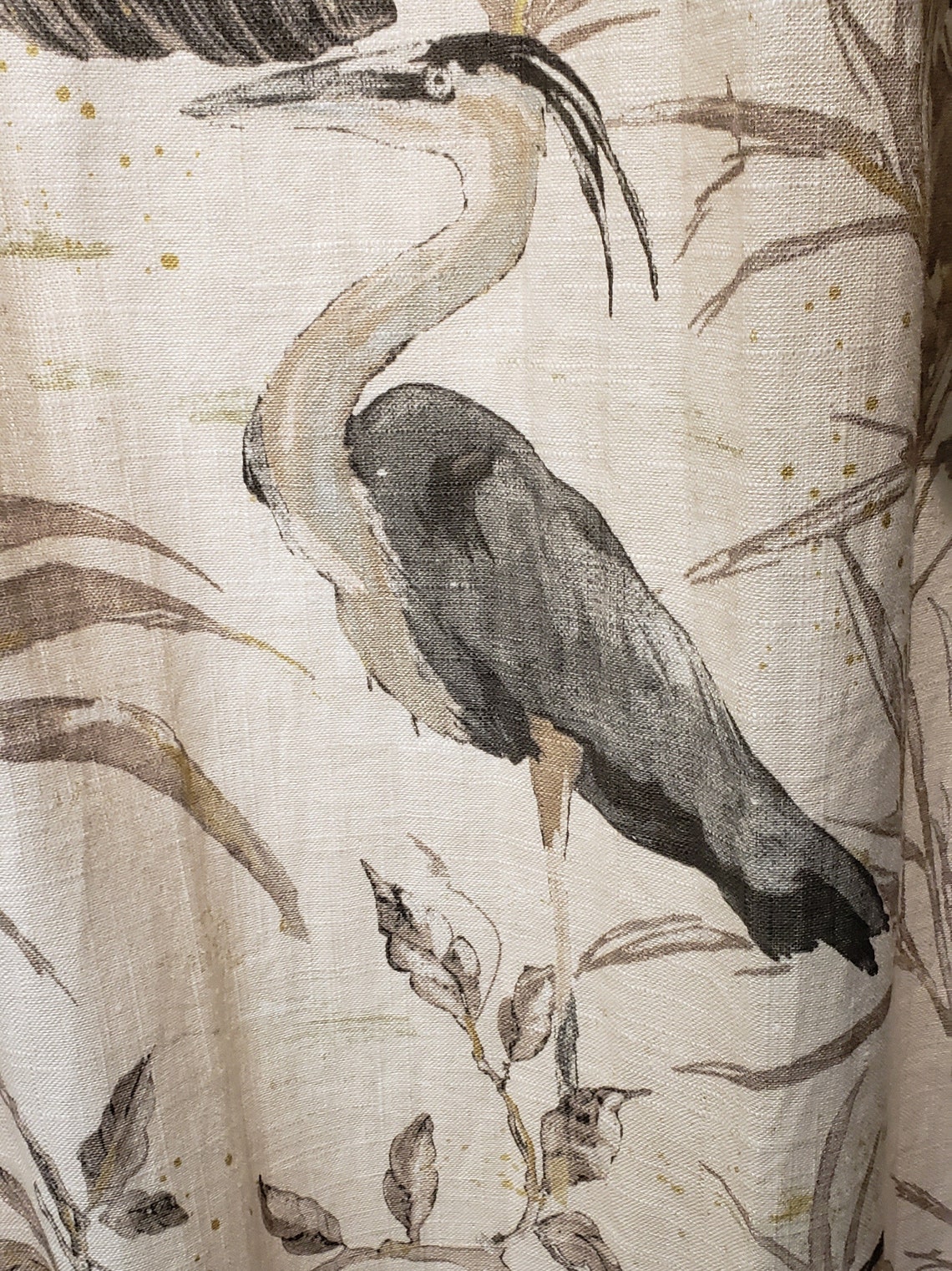 Great Blue Heron Curtains Drapery Panels Floral Pattern /made in USA ...