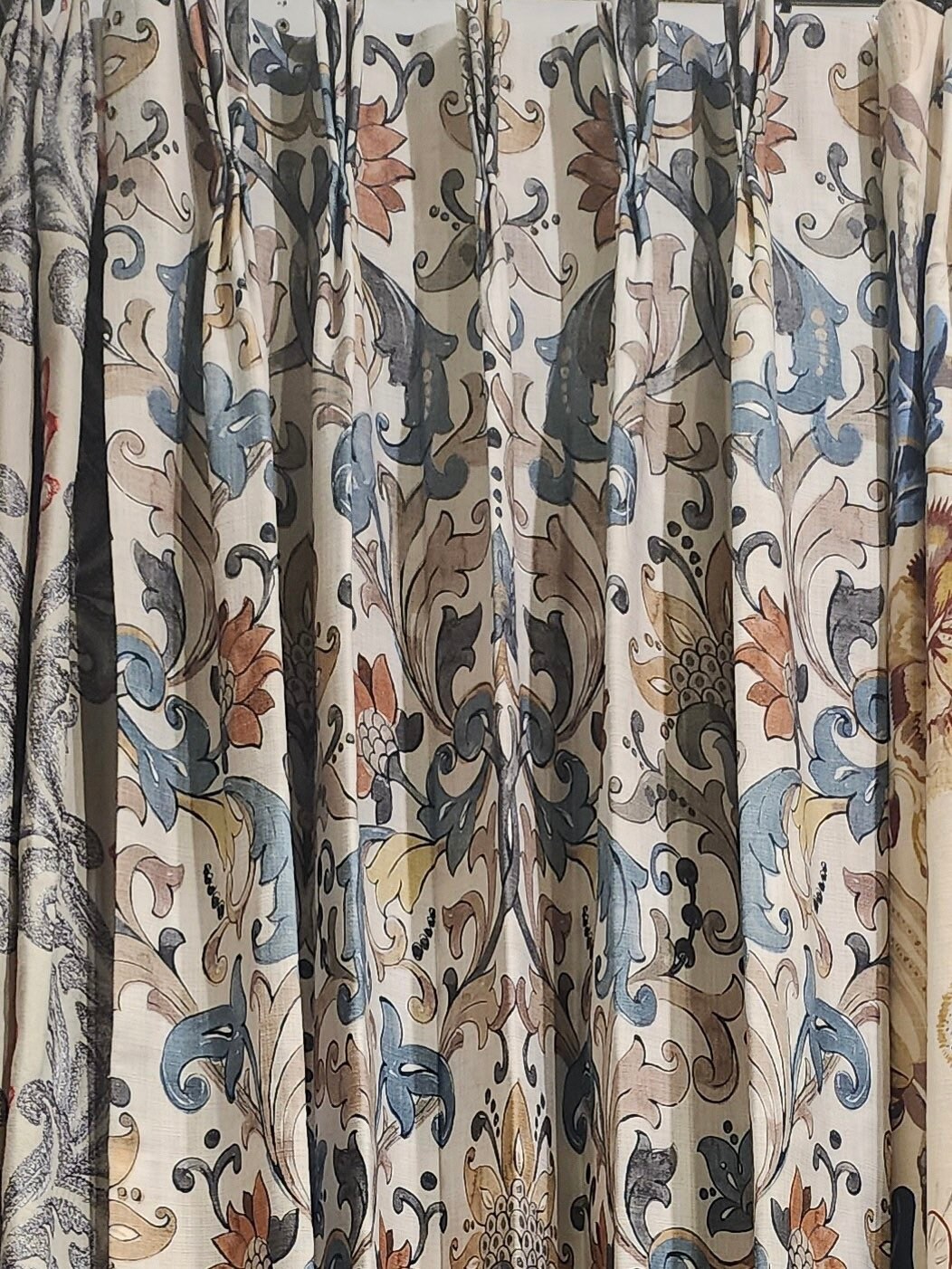 Charleston Slate Curtains Drapery Floral Pattern Damask /made in USA ...