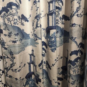 Pagoda Indigo Curtains Drapery Toile Floral Pattern /made in USA, NO ...