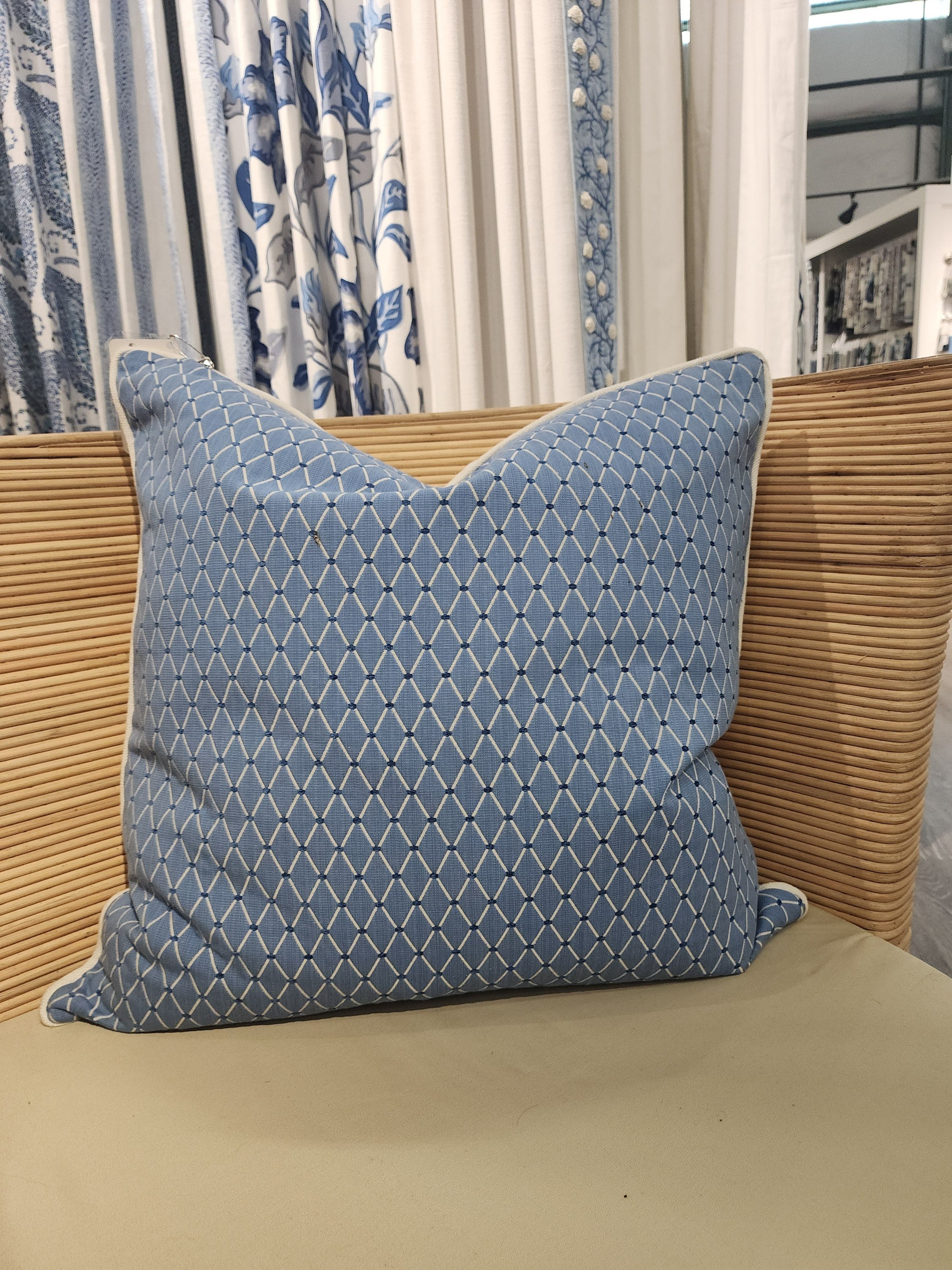 Blue Diamond Woven Pillow 22x 22 Pillows - Etsy