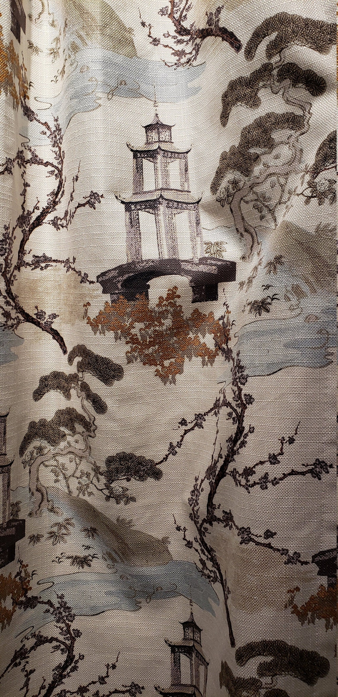 Zen Pearl Asian Toile Chinoiserie Curtains Drapery Panels - Etsy