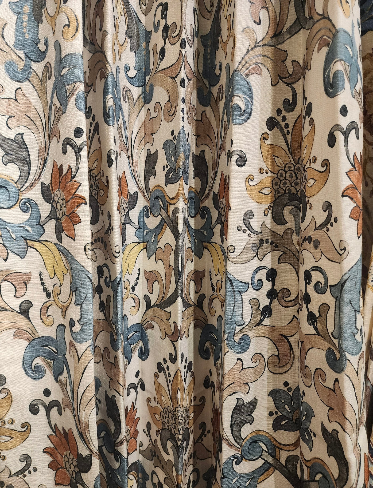 Charleston Slate Curtains Drapery Floral Pattern Damask /made in USA ...