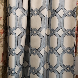 Avenue Delft Blue Geometric Curtains Drapery Panels Floral Pattern ...