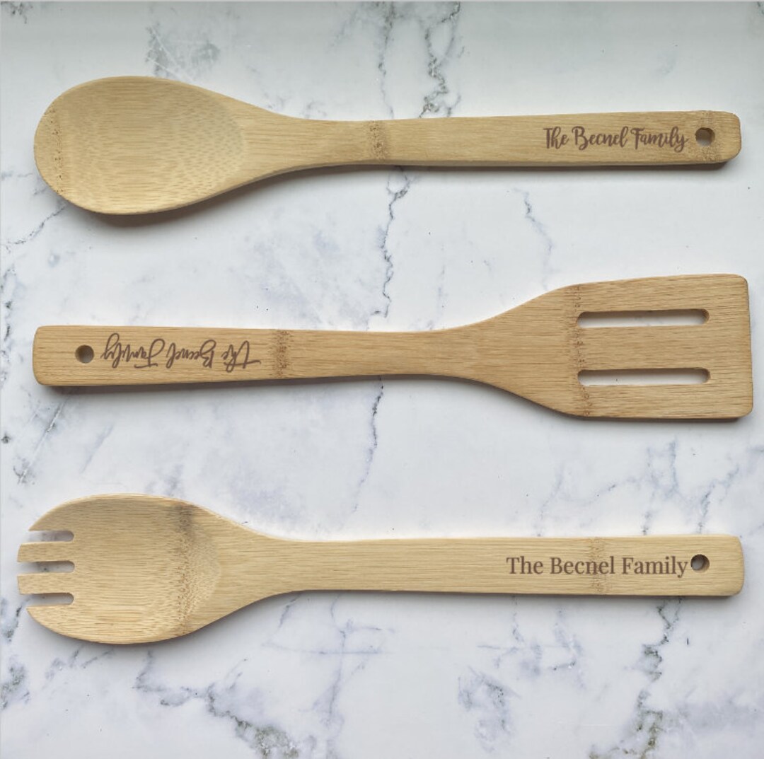 Wooden Spoon Personalized, Customized Bamboo Utensils, Spoon, Spork ...