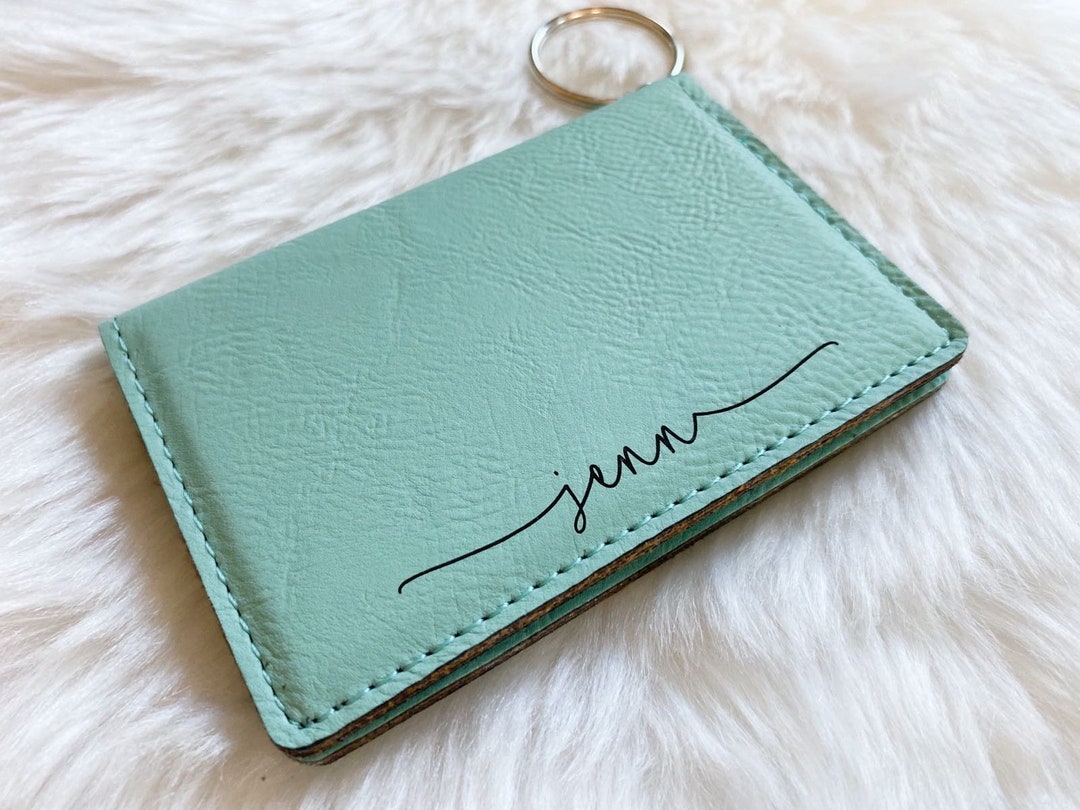Personalized Keychain Wallet, Custom ID Holder, Leather Wallet Keychain ...