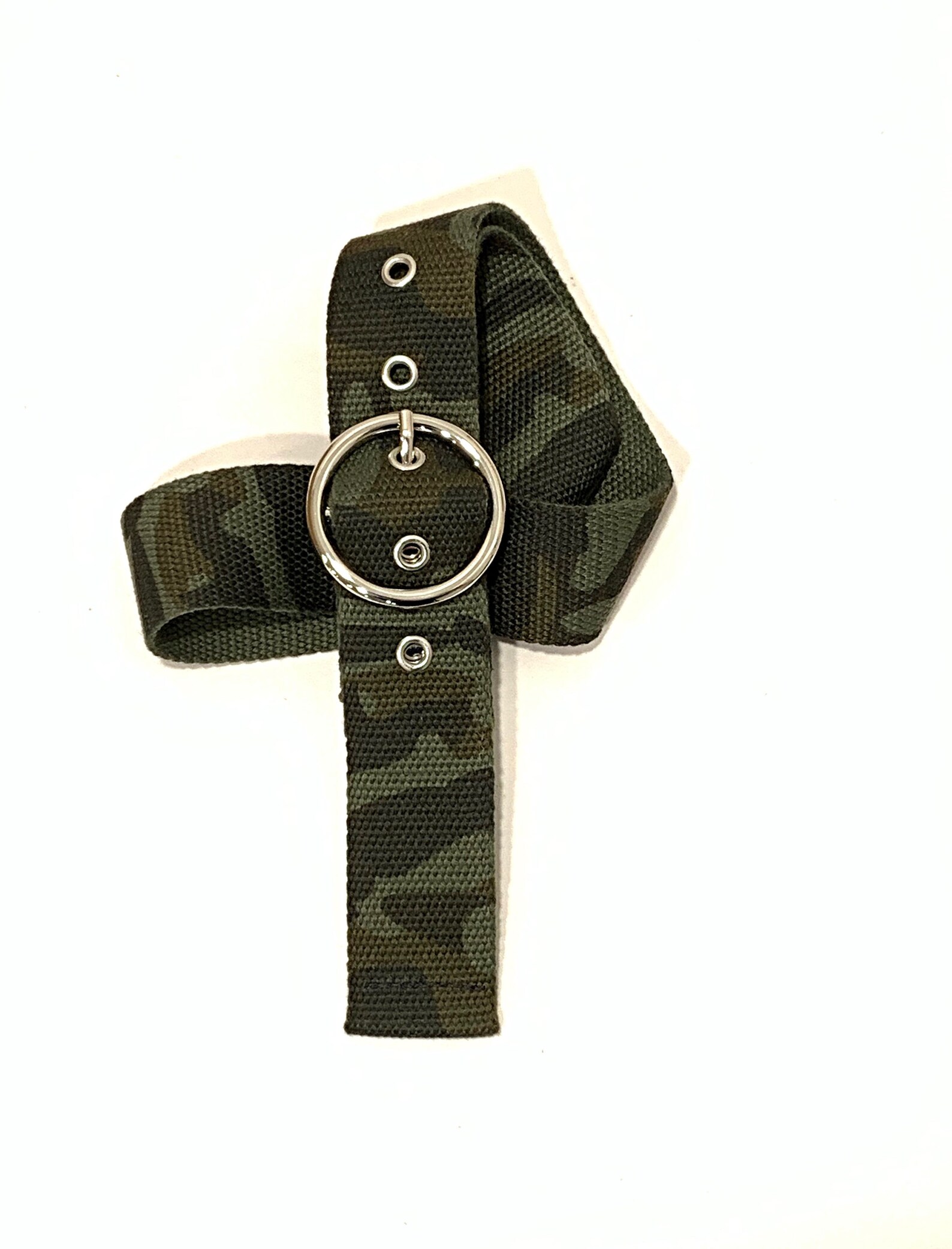 Green Camouflage Cotton Webbing Circle Buckle Belt Camo Belt - Etsy