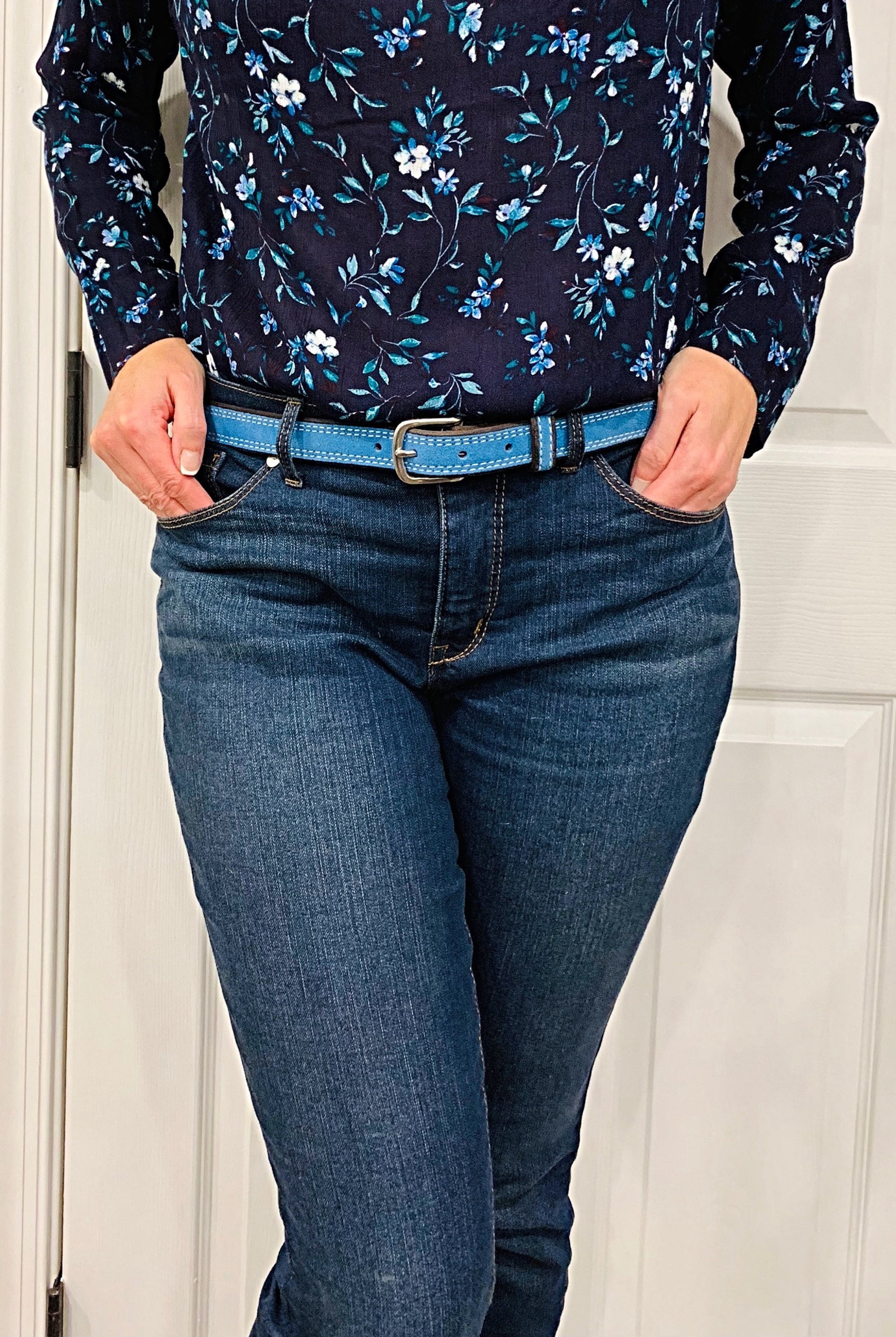 Cinturón de ante azul cielo cinturón de cuero azul cinturón - Etsy España