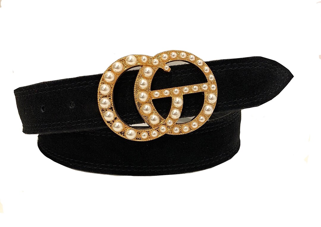 Luxurious Design New Trend Genuine Suede Two-layer Belt With Gold Pearl ...