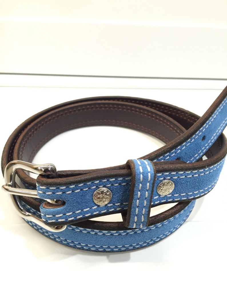 Cinturón de ante azul cielo cinturón de cuero azul mujeres | Etsy