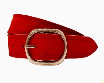 Red Leather Belt Handmade 3/4 // Ladies 20mm Real - Etsy