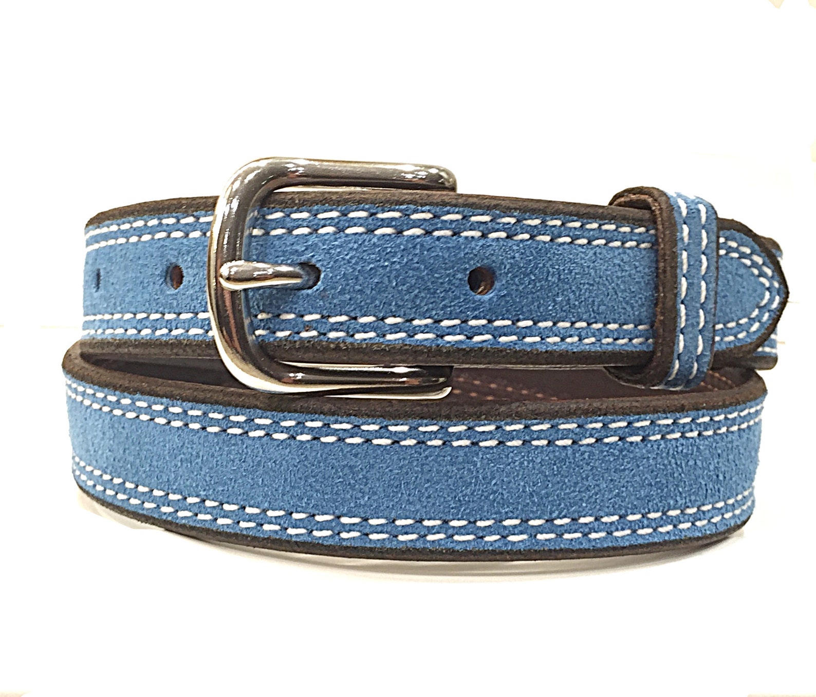 Cinturón de ante azul cielo cinturón de cuero azul cinturón - Etsy España