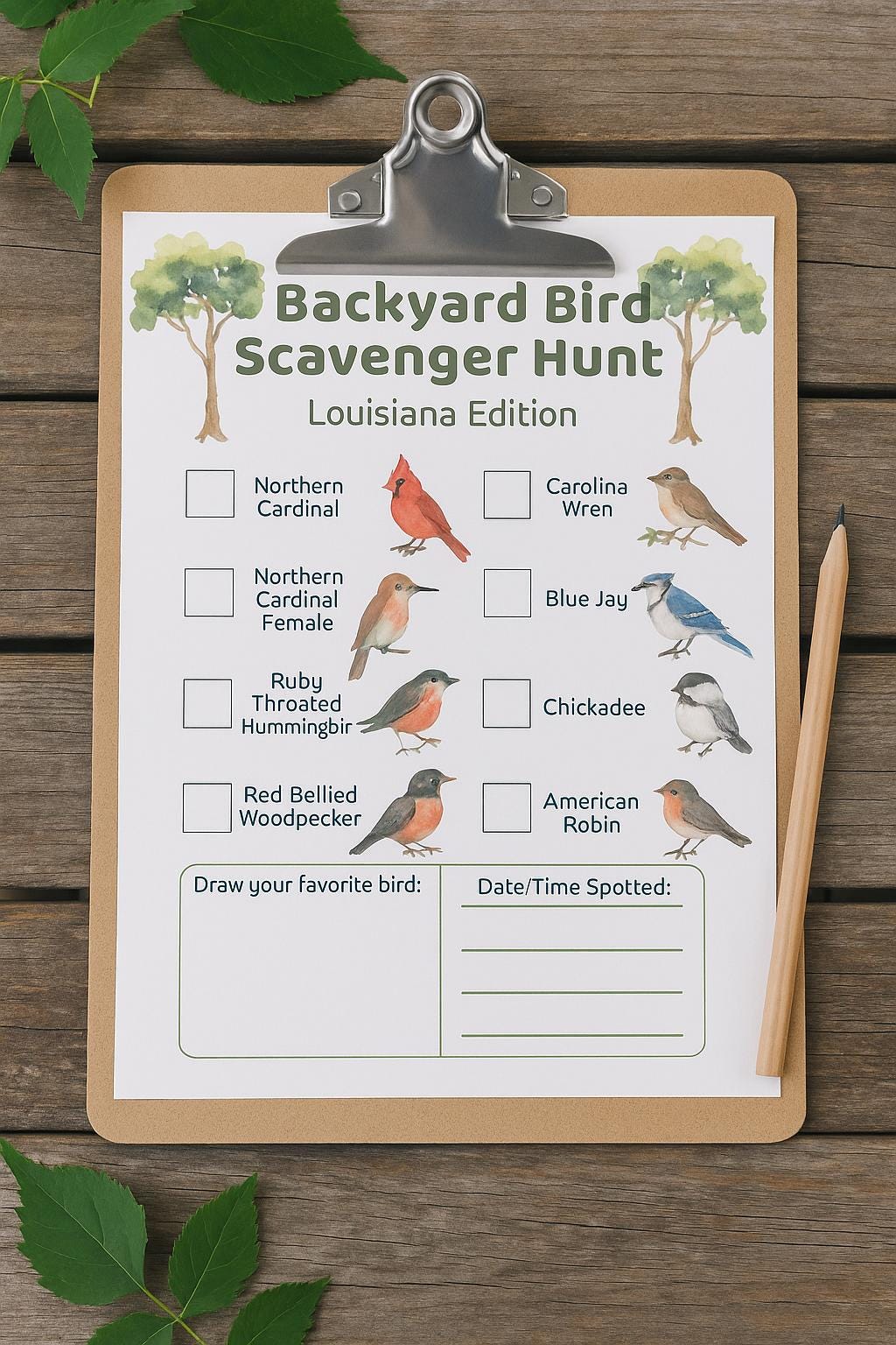 Backyard Bird Scavenger Hunt – Louisiana Birds Printable for Kids ...