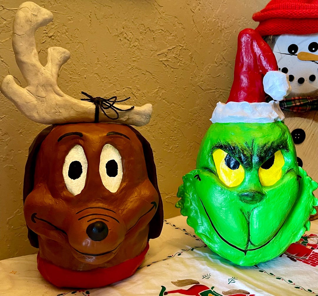 Grinch and Max Dog, Paper Mache Lanterns, ALL HANDMADE, Set of Paper ...