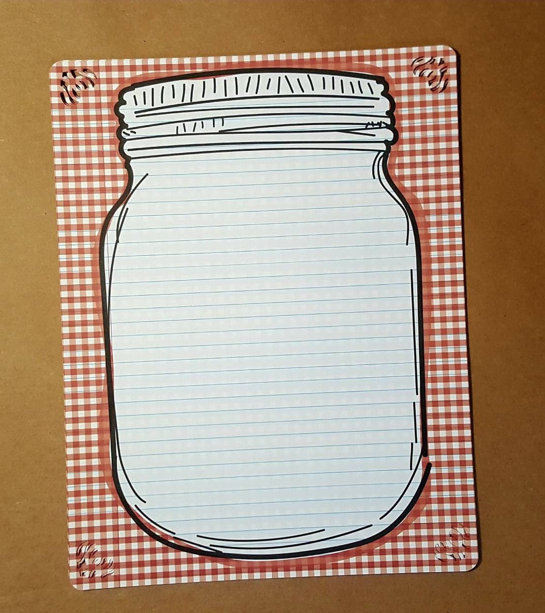 Red Gingham Mason Jar Decorative Paper, 8.5" X 11", Medium Weight ...