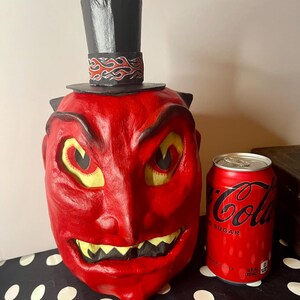 Paper Mache Devil Lantern Reproduction Vintage Large Red Devil ...
