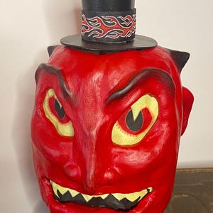 Paper Mache Devil Lantern Reproduction Vintage Large Red Devil ...