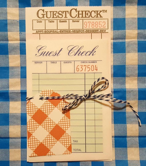 Guest Check Restaurant Check Order Check Dinner Check | Etsy