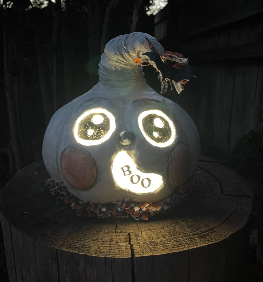 Halloween Paper Mache, Lantern, Large, GHOST, Paper Mache Folk Art ...