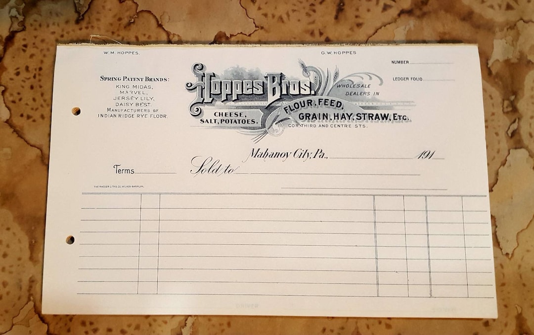 1910 Vintage Triplicate Bill Heads, Old Invoices, Bill Statements, Bill ...