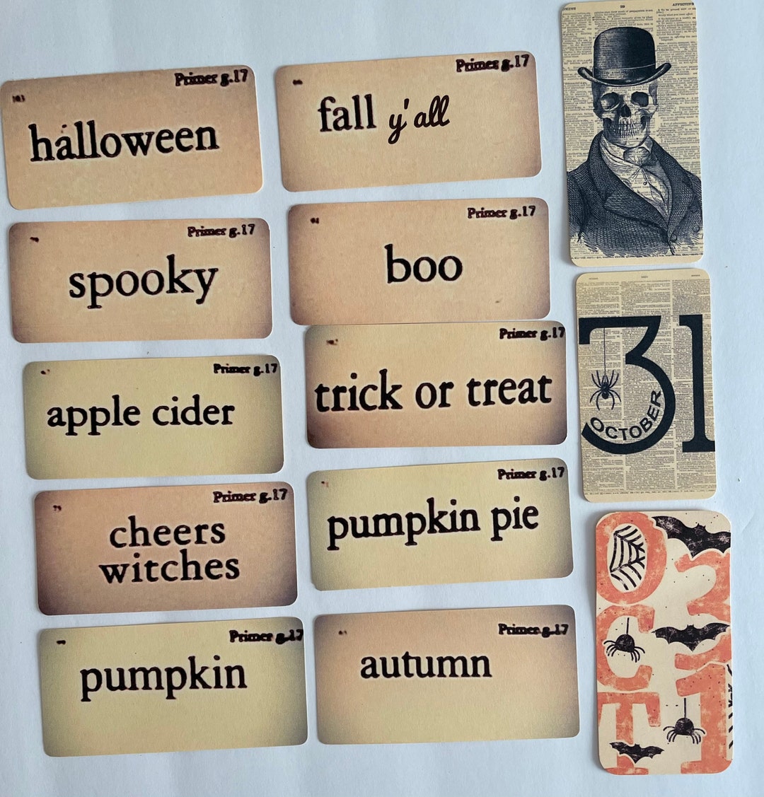 Halloween Flashcards Handmade 13 Cards Heavy Cardstock - Etsy