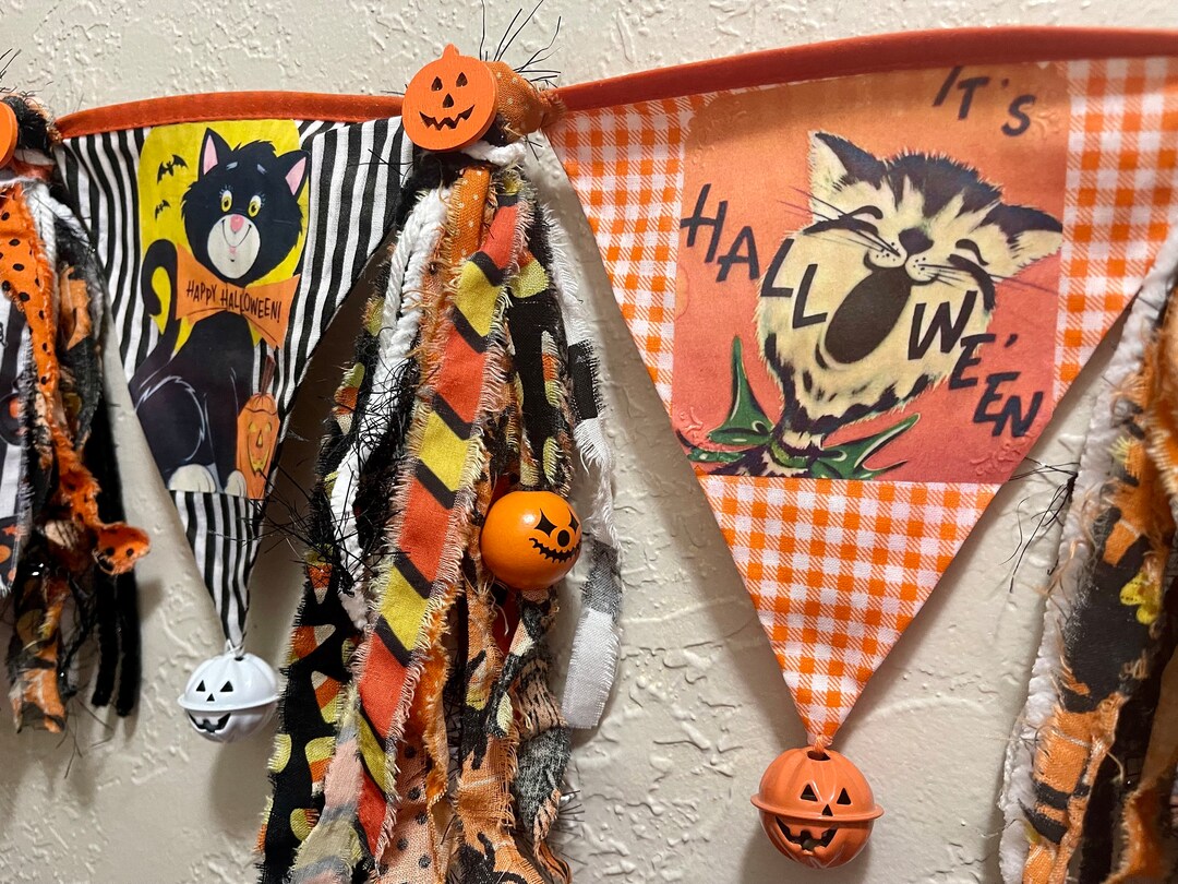Vintage Halloween Banner Bunting Garland Handmade Vintage Inspired Fall ...