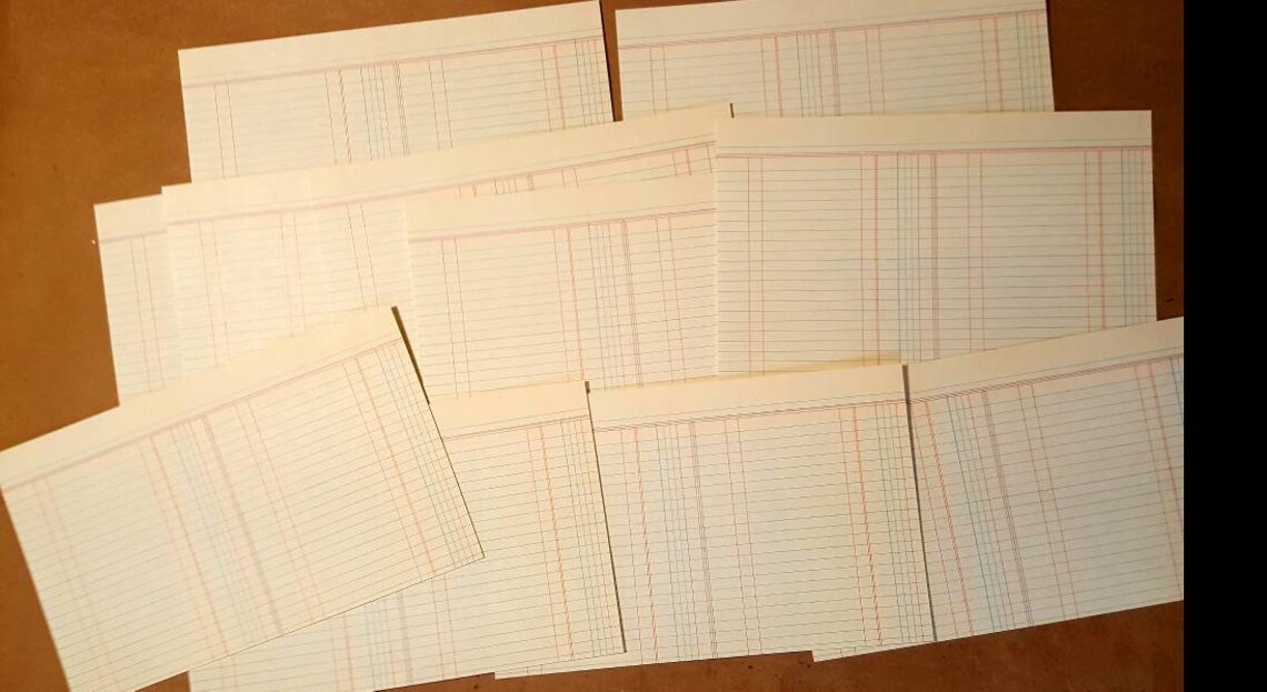 Vintage 5X8 Accounting Cards Ledger Cards Trial Balance - Etsy