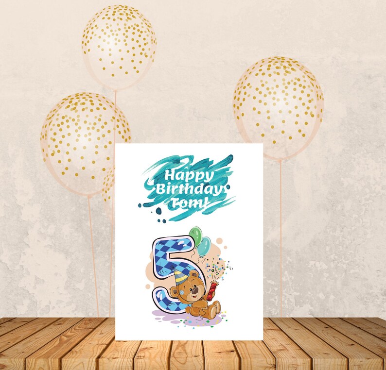 Printable 5 Year Old Birthday Card Happy Birthday 5 Years Etsy Printable 5 Year Old Birthday Card Happy Birthday 5 Years Etsy