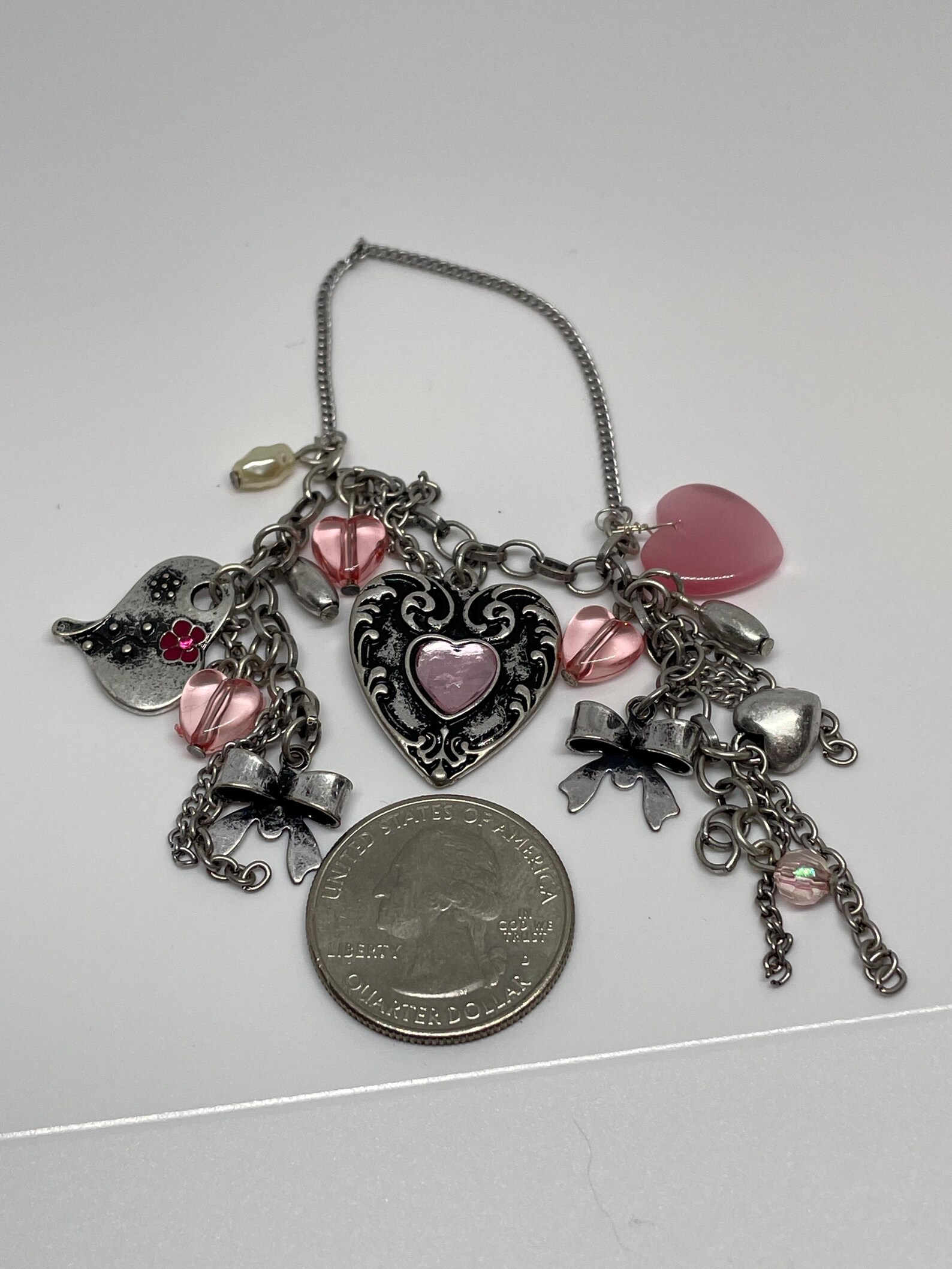 Charm Cluster of Pink Hearts and Beads - Etsy