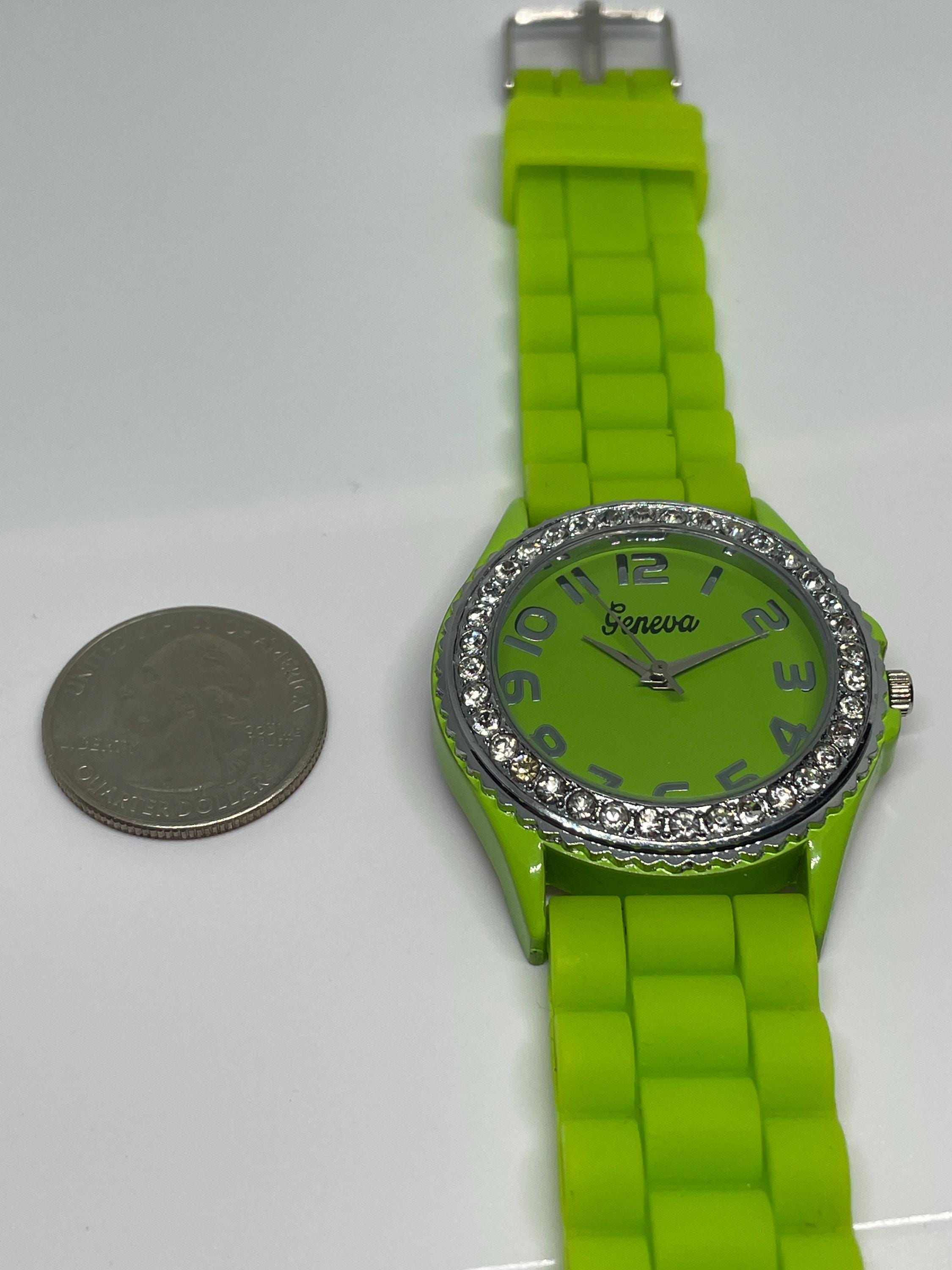 Lime Green Rhinestone Geneva Watch Vintage Y2K Fashion - Etsy
